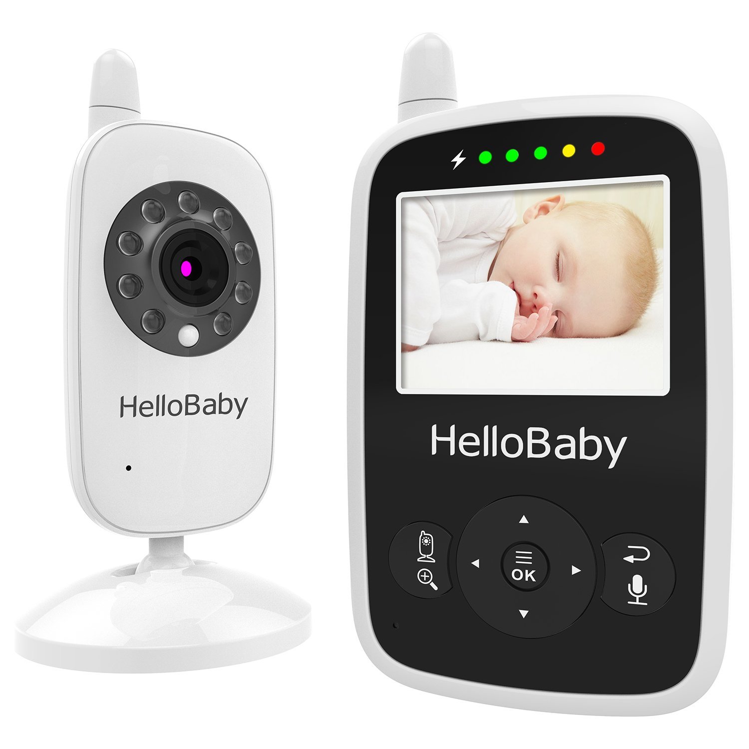 Hello Baby Wireless Video Baby Monitor with Digital Camera HB24, Night Vision Temperature Monitoring & 2 Way Talkback System, White