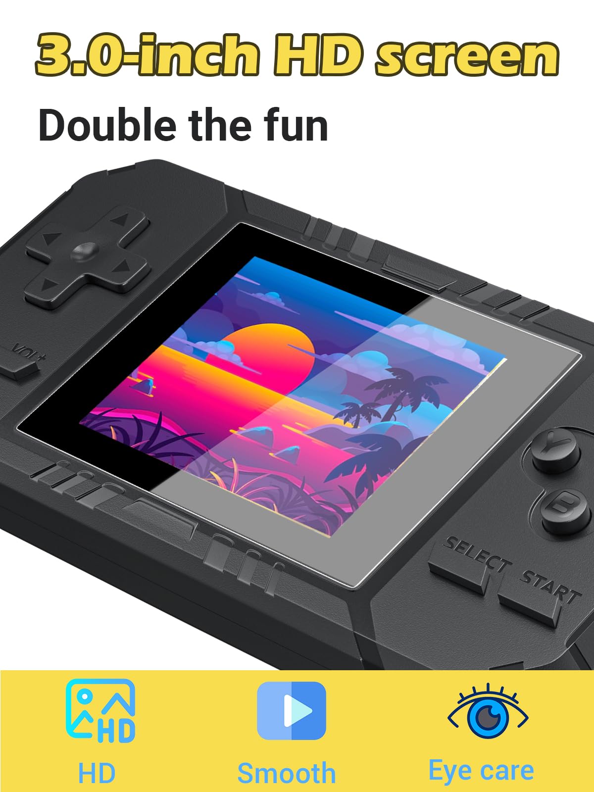 Fadist Handheld Game Console, Retro Mini Game Console with 520 Classic Games, 3.0 inch Screen, Rechargeable Battery, Portable Games Console, Support TV, Ideal Gift for Kids, Adult, Friend, Lover
