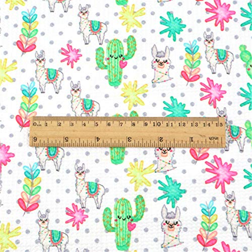 David Angie Cactus Sheep Pattern Bullet Textured Liverpool Fabric 4 Way Stretch Spandex Knit Fabric by The Yard for Head Wrap Accessories (Plant)
