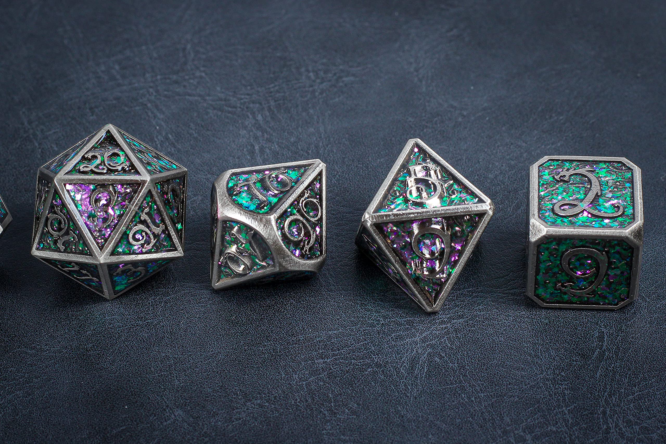 Mystical Forest of Elf DND Metal Dice Set for Dungeons and Dragons Gifts, D&D, D and D, Pathfinder, Accessories, D20, Polyhedral, Resin Dice, Metal, Dice Tray, Tower, Bag, Box