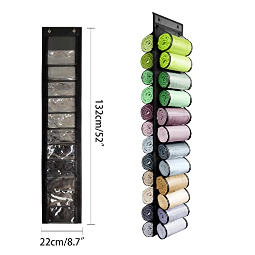 CHBC Legging Storage Bag Storage Hanger Can Holds 24 Leggings or Shirts Jeans Compartment Storage Hanger, Foldable Leggings Organizer Clothes Portable Closets Roll Holder