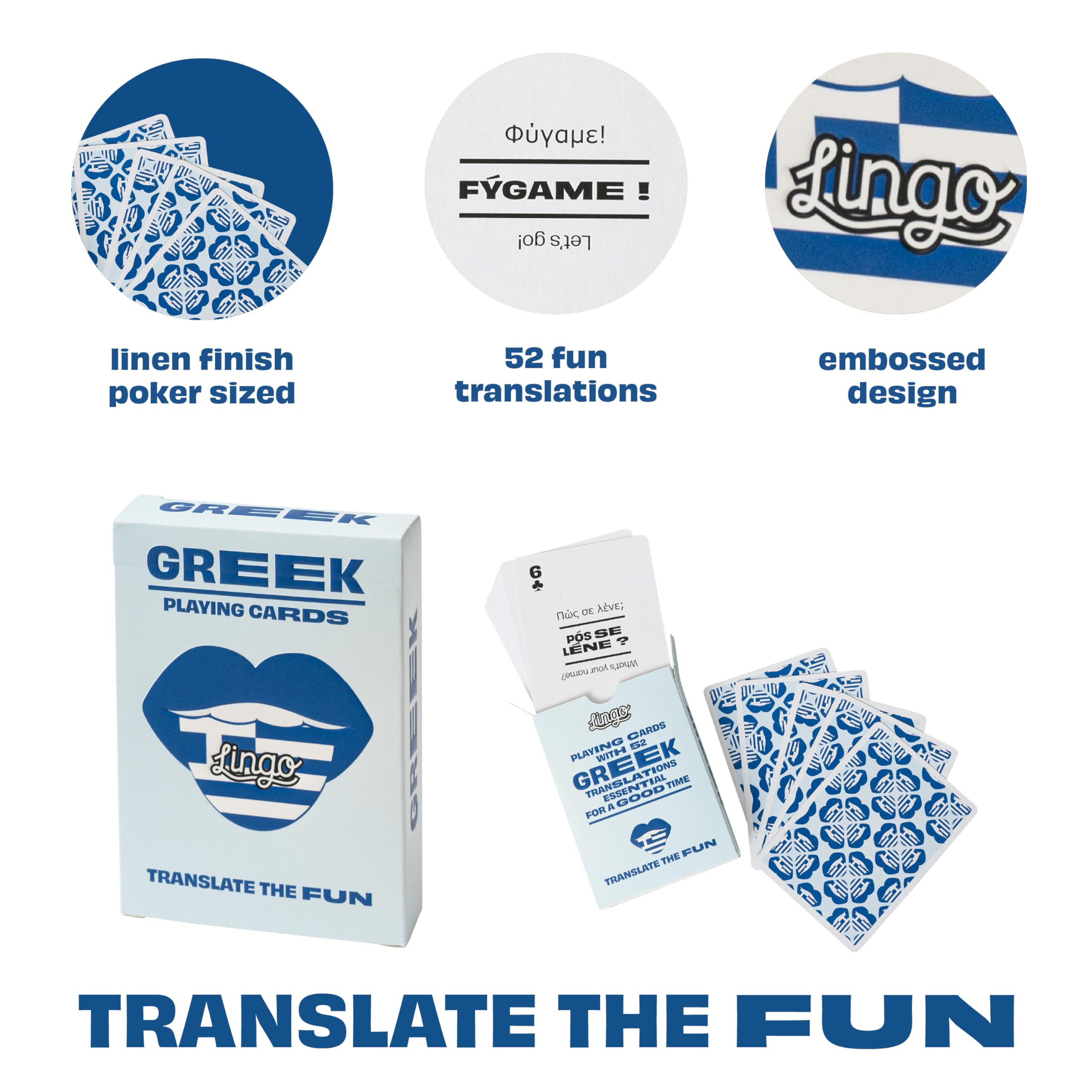Greek Lingo Playing Cards | Travel Flashcards | Learn Greek Vocabulary in A Fun & Easy Way | 52 Essential Translations