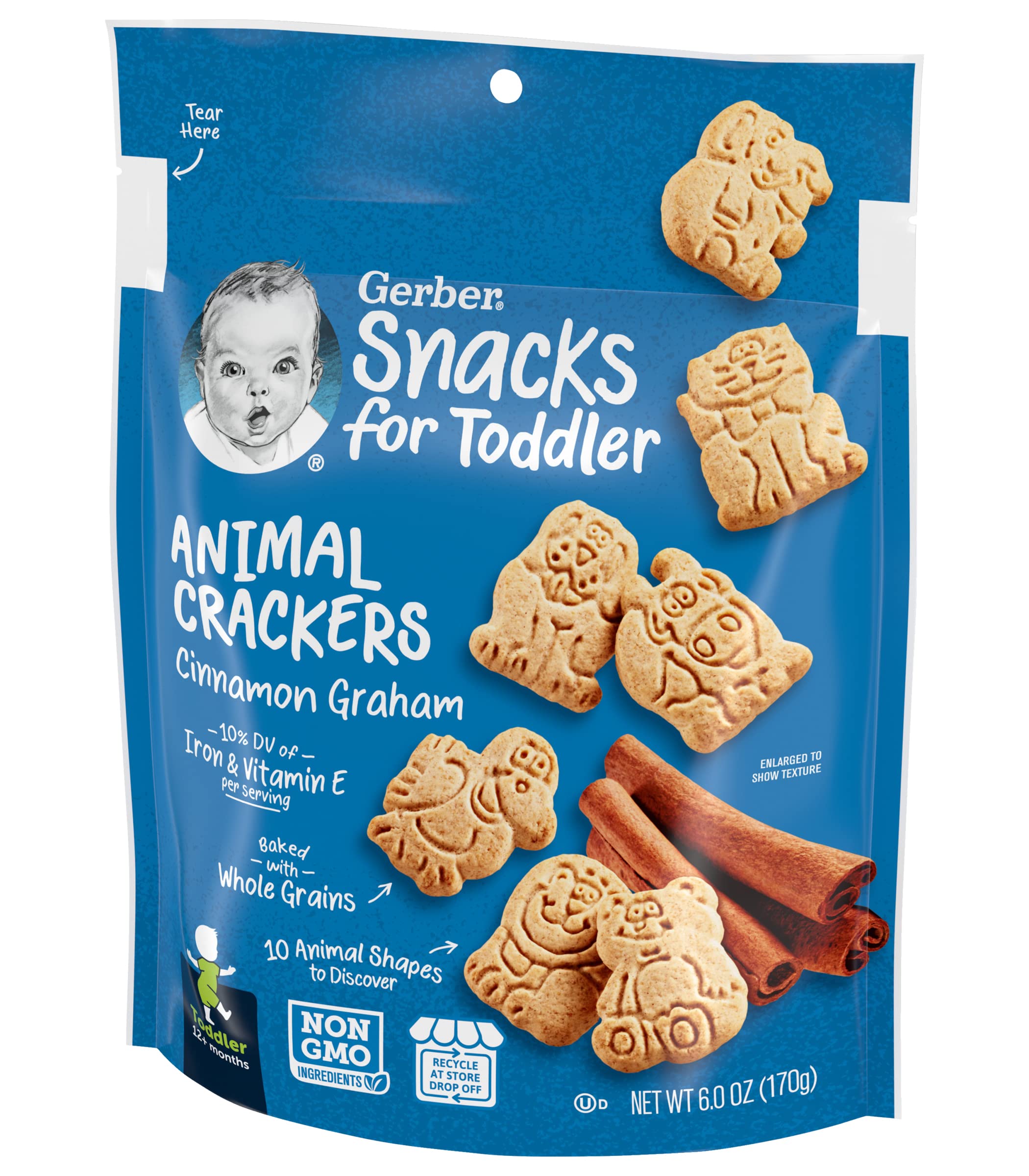 Gerber Graduates Cinnamon Graham Animal Crackers, 6 ounce (Pack of 12)
