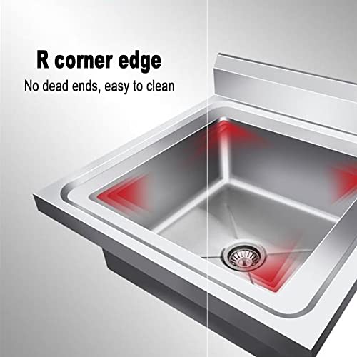 Commercial/Industrial Sink,2 Compartment Outdoor Garage Sink,Freestanding Kitchen Stainless Steel Sink w/Workbench & Storage Shelves, Prep & Utility Washing Hand Basin for Laundry. ( Size : 100*50*80+