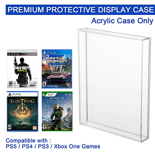 CaSZLUTION Clear Acrylic Video Game Box Protector Case for PS3, PS4, PS5, and Xbox one Game Case, 3mm Thick Dustproof Wall Storage Holder Game Protective Display Case (Pack of 1)