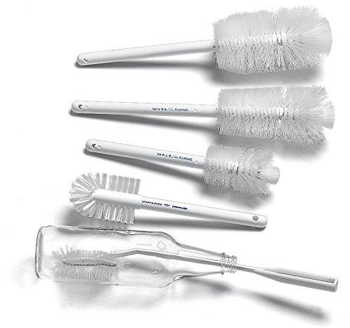 SPARTA 4046702 Plastic Bottle Brush, Decanter Brush, Kitchen Brush With Soft Polyester Bristles For Cleaning, 16 Inches, White