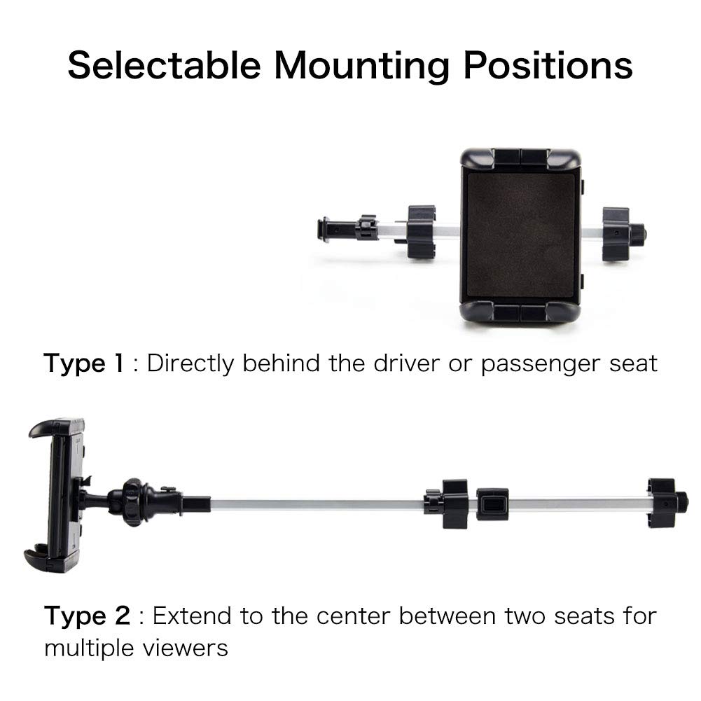 iKross Universal Car Tablet Mount Holder Headrest Backseat Extendable Mount Compatible with Apple iPad, iPhone, Tablet, Smartphone, Nintendo Switch with Dual Adjustable Positions