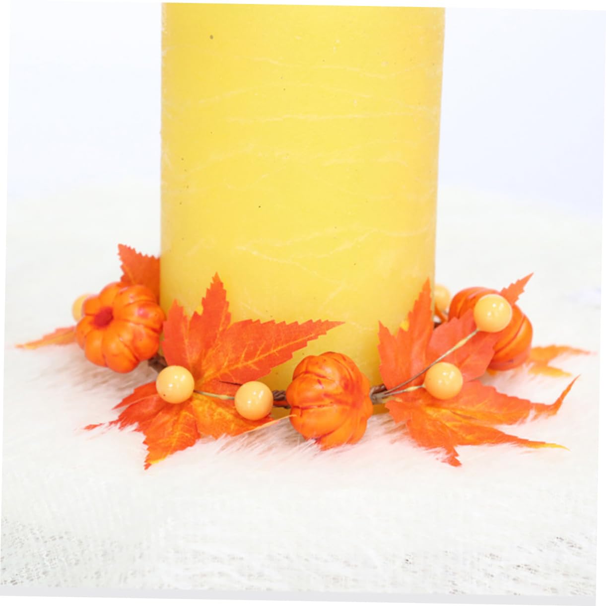 FONDOTIN 4pcs Maple Leaf Candle Ring Candle Garland Halloween Candles Fall Candle Rings for Pillars Thanksgiving Table Decor Thanksgiving Garland for Table Wreath Silk Maple Leaf Christmas