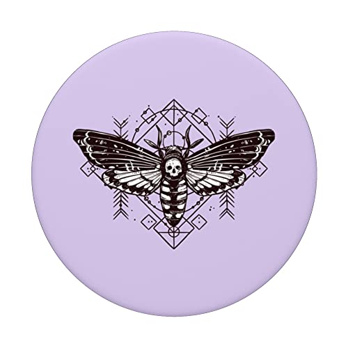 Death's-head hawk moth black sacred geometry witchcraft PopSockets Swappable PopGrip