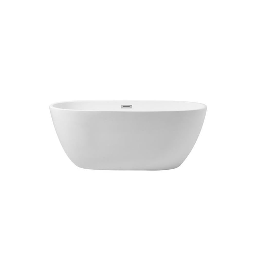 Elegant Decor Indoor Modern 59 inch soaking roll top bathtub in glossy white - 59x28.3x23.2