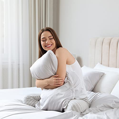 CozyLux 100% Organic Bamboo-Rayon Sheets Twin Size - 3 Piece Set, White, Oeko-TEX Certified, Luxury Silky Cooling Bed Sheet Set, 16" Deep Pockets, Luxuriously Soft