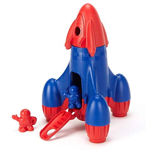 Green Toys Rocket, Red/Blue CB - 4 Piece Pretend Play, Motor Skills, Kids Toy Vehicle. No BPA, phthalates, PVC. Dishwasher Safe, Recycled Plastic, Made in USA.