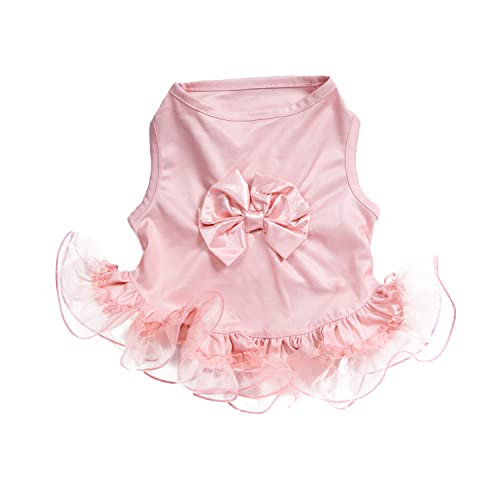 Christian Siriano New York Pink Tiered Bow Dress for Dogs, XS