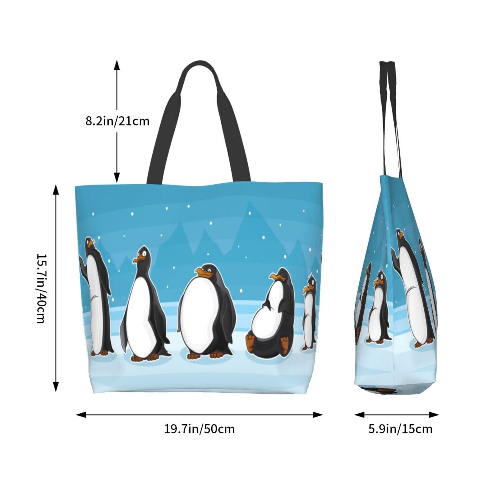 B TREE Funny Animals Penguin Canvas Tote Bag Women Casual Shoulder Bags For Shopping Grocery Large Handbag