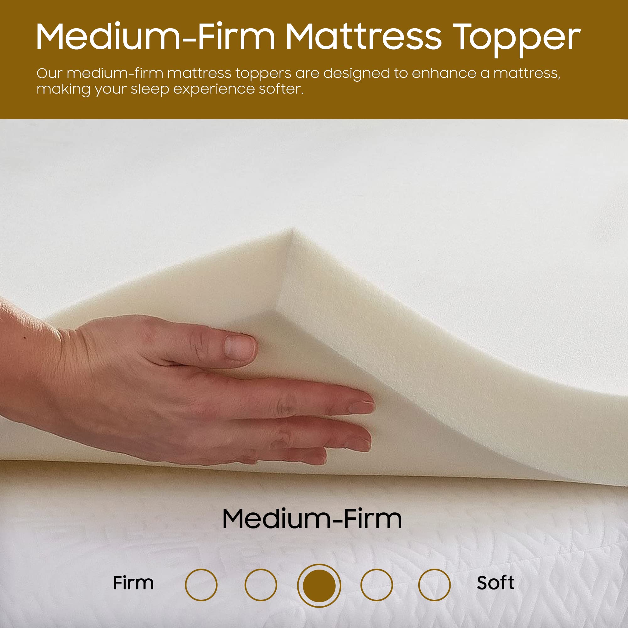 Continental Sleep Cool Gel Foam Topper, Adds Comfort to Mattress, Twin Size, Yellow
