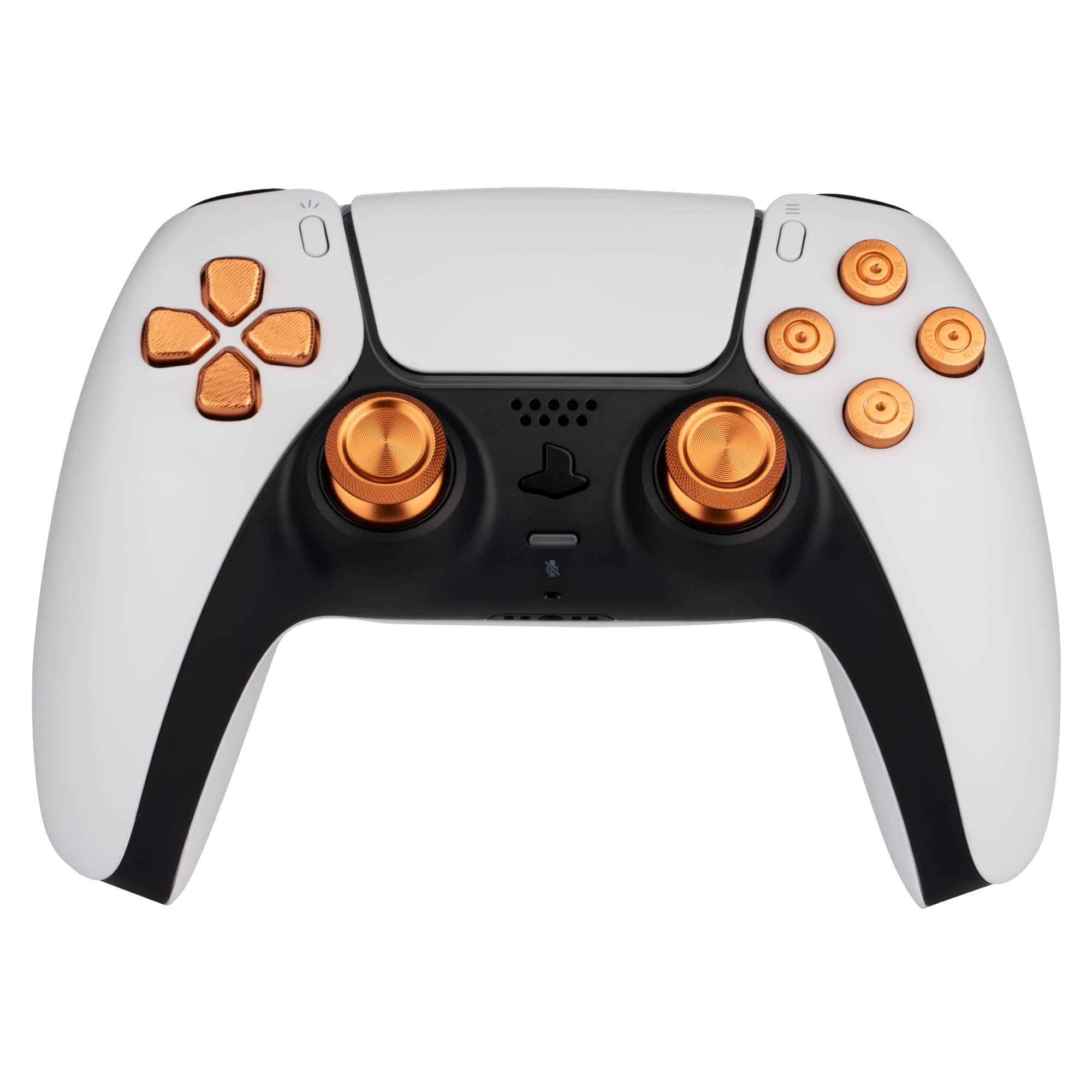 Avericht Metal ABXY Buttons Dpad Thumbsticks for PS5 Controller, Metal Aluminum Action Buttons & Dpad & Analog Stick Replacement Kit for PS5 Controller (Metal Gold)