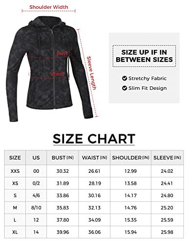 CRZ YOGA Women's Brushed Full Zip Hoodie Jacket Sportswear Hooded Workout Track Running Jacket with Zip Pockets Black Medium