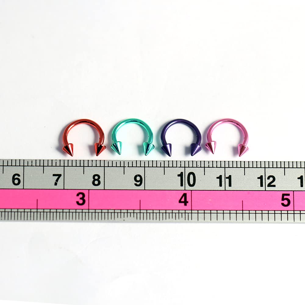 AtoZ Piercing Colorful Red Neon Anodized 16 Gauge - 8MM Length 316L Surgical Steel CBB with Cone Body Jewelry