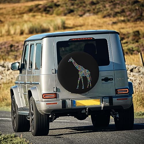 Colorful Landscape Giraffe Funny Tire Cover Universal Fit Spare Tire Protector for Truck, SUV, Trailer, Camper, Rv