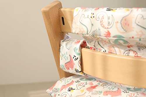 Gembebe Polyester Waterproof Cushion Set Compatible with Stokke Tripp Trapp High Chair (Dino Friends)