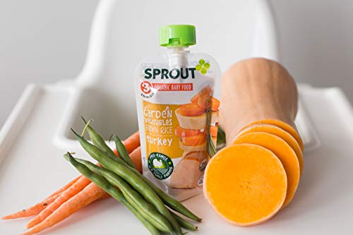 Sprout Organic Baby Food, Stage 3 Pouches, Garden Vegetables with Free-Range Turkey, 4 Oz Purees (Pack of 6)