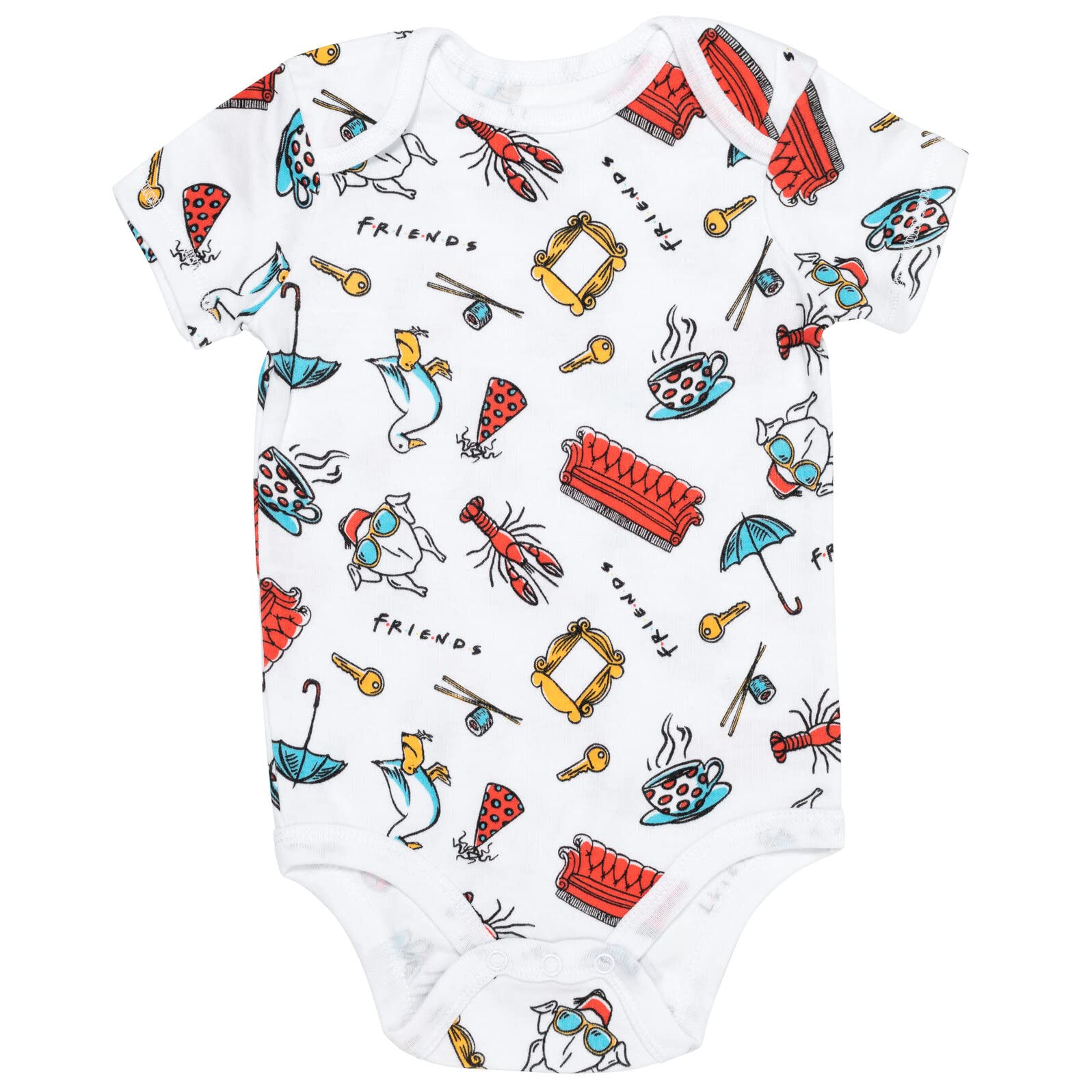 FRIENDS Baby Boys 3 Pack Short Sleeve Bodysuit Grey/Black/White 0-3 Months