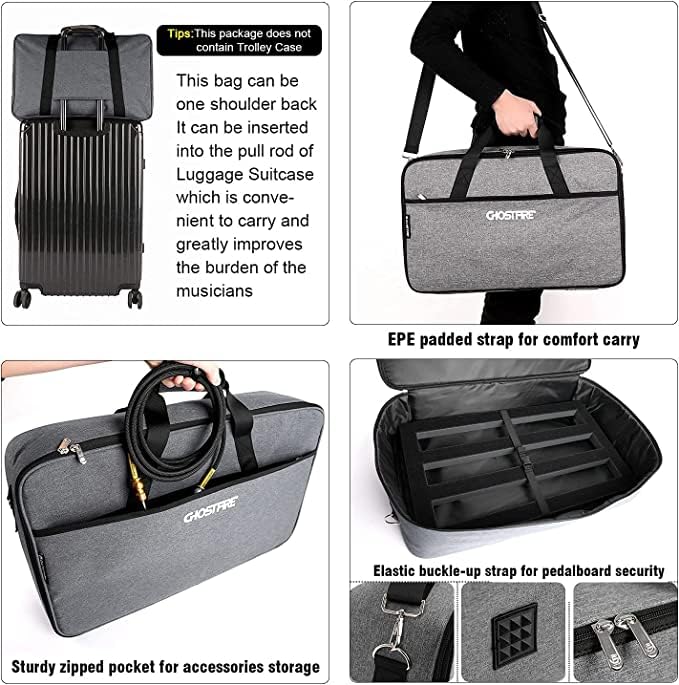 Ghost Fire Guitar Pedal Board Aluminum Alloy 1.76lb Super light Effect Pedalboard 19.8''x11.5'' with Carry Bag,SPL-04