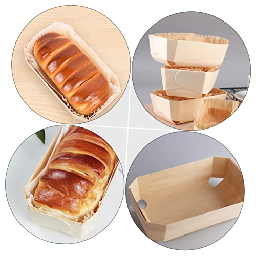 Cabilock 10pcs Wooden Toast Box Cake Mold Toaster Oven Pan Disposable Baking Pan Rectangular Bread Pan Food Storage Box Loaf Tin Cake Baking Pan Non-stick Toast Plates Cake Baking Tray Tray