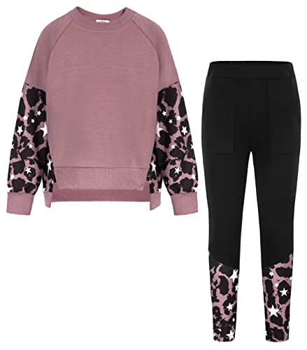 Danna Belle Kids Long Sleeve T-Shirt and Pants Set Top Leggings Outfits for Girls 8-10 Years