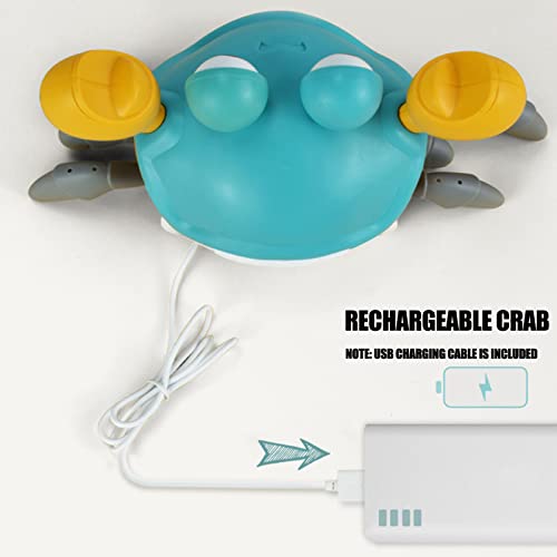 Crawling Crab Months Old Baby Toys,USB Charging Walking Dancing Crab Toy for Kid,Auto Avoid Toddler Electronic Moving Interactive Tummy Time Crawling Toy with Music & Light Gift for Boy Girl (Green)