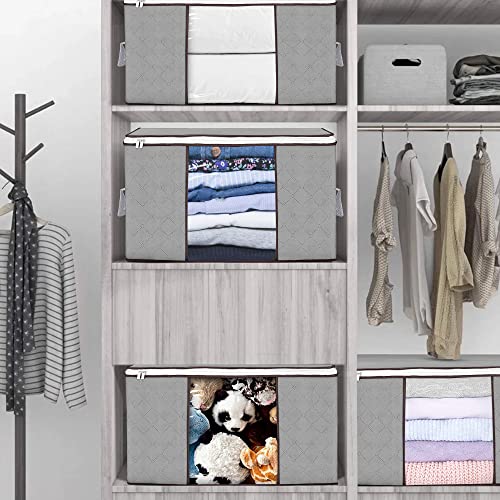 ccbye 6pcs Premium 90L Large Storage Bags, Clothes Storage Bins, Foldable Closet Organizer Storage Containers With Durable Handles, Thick Fabric For Clothing, Blanket, Comforters, Bed Sheets