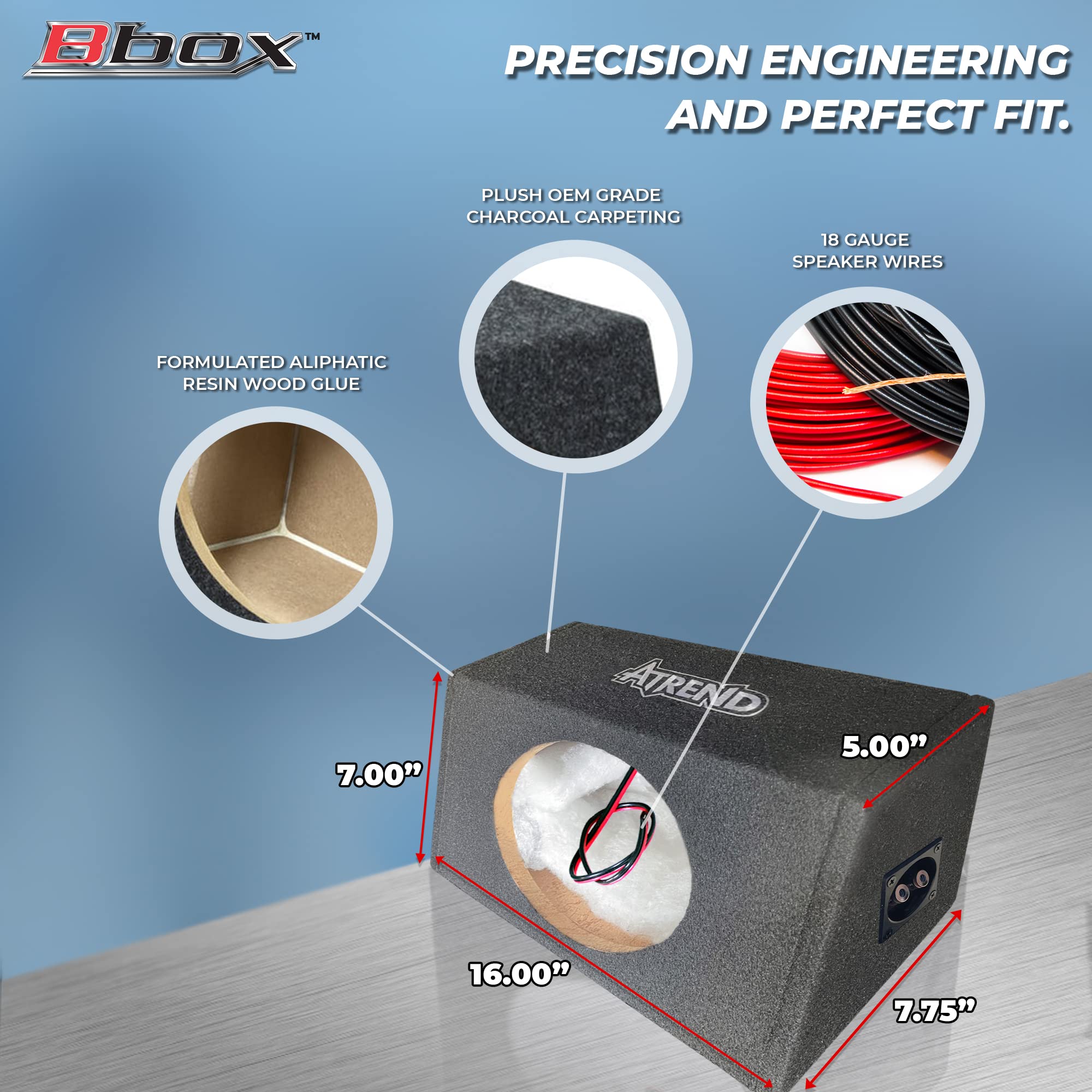 Atrend Bbox Vented 6β x 9β Pro Audio Tuned Speaker Subwoofer Enclosures - Designed, Engineered in USA - Improve Audio Quality, Sound & Bass - Nickle Finish Terminals