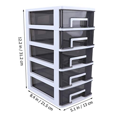 DECHOUS Plastic Storage Drawer, 5- layer Storage Cabinet Plastic Drawer, Portable Storage Rack Organizer clear Drawer Organizers Makeup Organizer Makeup Drawer Clear Jewelry Organizer