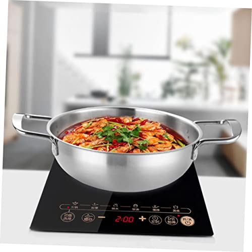 Cabilock 1pc Stainless Steel Soup Pot Wok Pan with Lid Metal Cooking Utensils Korean Cookware Fast Heating Pot Kitchen Deep Fryer Round Everyday Pan Stainless Stockpot Instant Noodle Pot