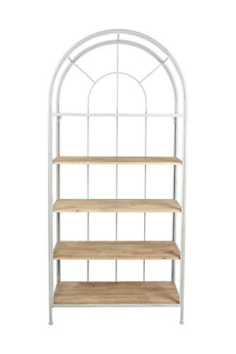 Creative Co-op EC0212 Metal Framed Bookshelf with 5 Wood Shelves Cabinets and Shelf Units, Grey