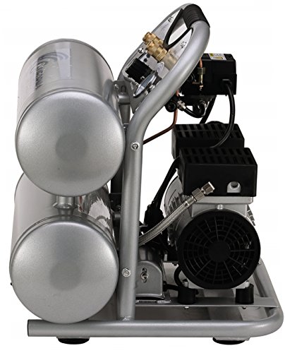California Air Tools CAT-4610AC Ultra Quiet & Oil-Free 1.0 hp 4.6 gallon Aluminum Twin Tank Electric Portable Air Compressor, Silver