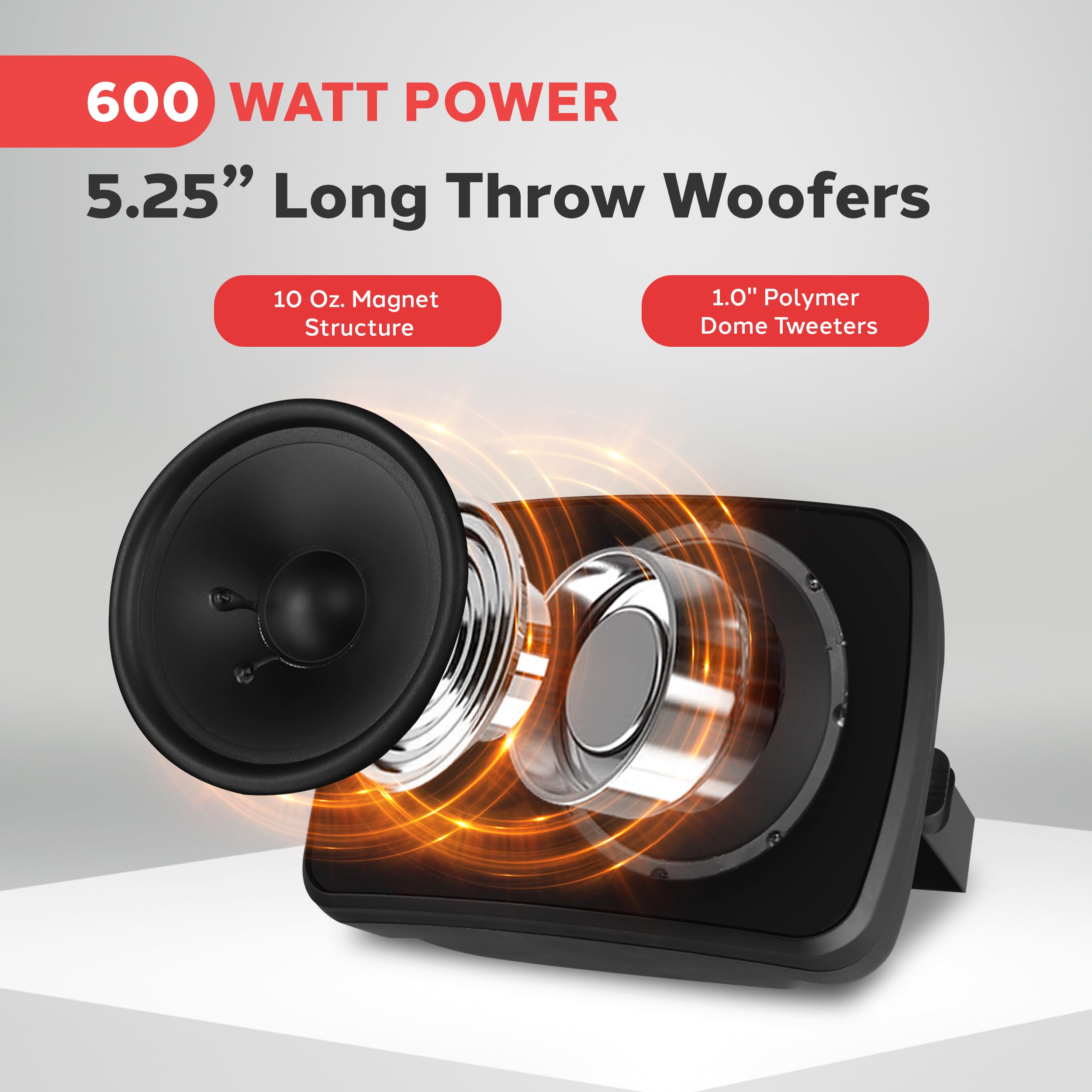Pyle 5.25 Inch 2 Way Outdoor Waterproof Mountable Wireless Bluetooth Dual Speakers with Heavy Duty Grill Cabinet Enclosure, Black (2 Pack)