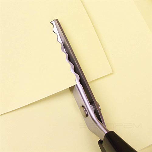 Fabric Pinking Shears Craft Scissors,Serrated Scalloped stainless Steel Handled Professional Sewing black Scissors, Scissors for Leather , Tailoring, Paper Crafts Hand shears etc. (Scalloped10mm)