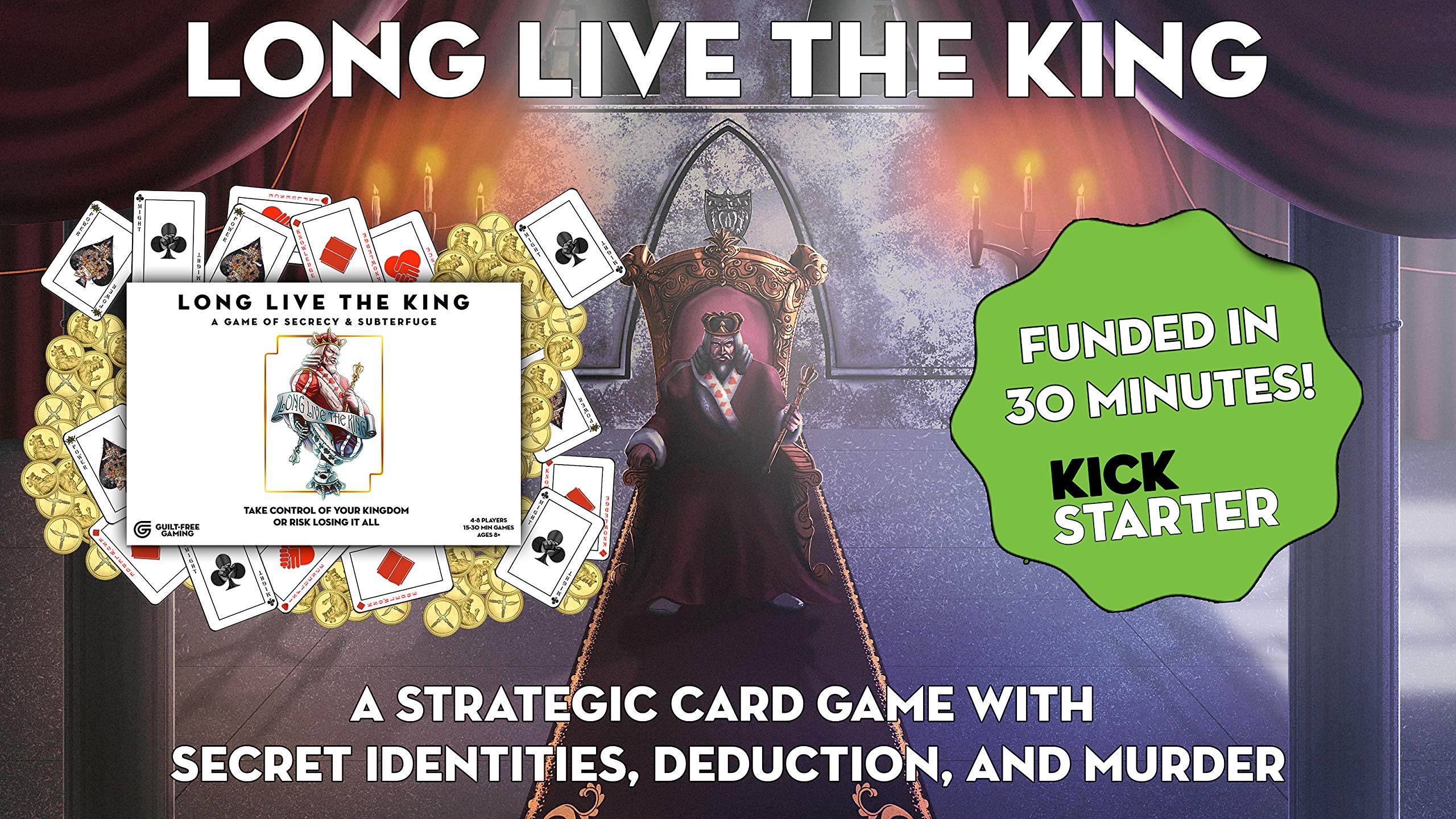Guilt Free Gaming Long Live The King - A Kickstarter Success Card Game with Social Deduction | Family Friendly (Ages 14)