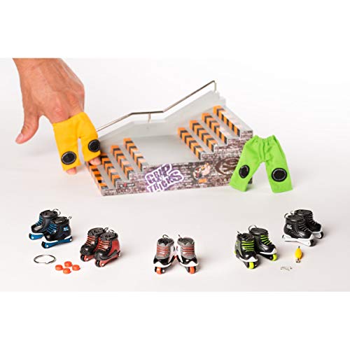 Grip and Tricks - Black Freestyle Inline Finger Skates with Finger Roller Skates Tools and Mini Fingerboards Accessories - Pack 1 Finger Toy for 6+ Years Old Kid