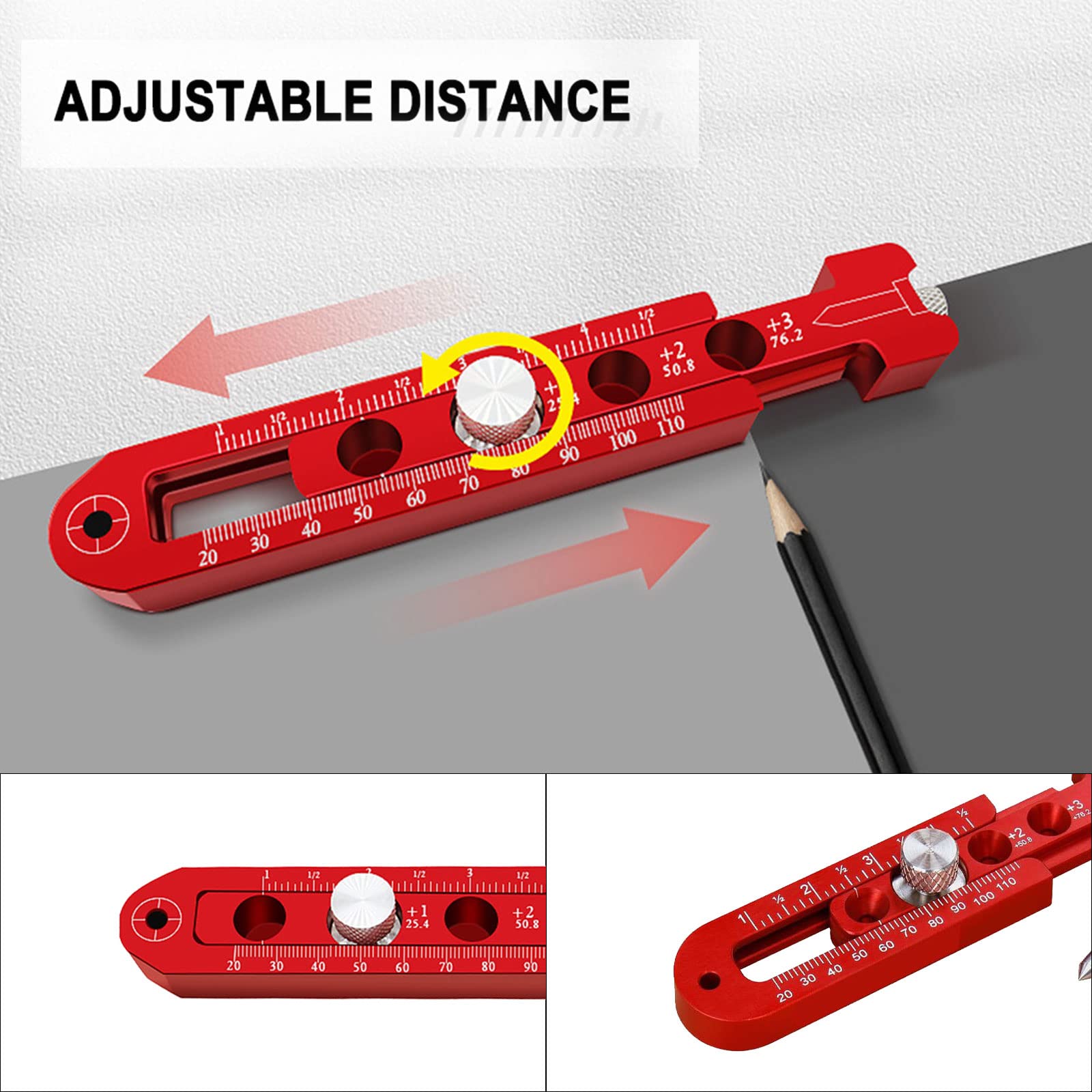 CDIYTOOL Woodworking Aluminum Alloy Circular Drawing Tool,Fixed-Point Marking Gauge Woodworking Compass Scribe,Metric/British,Adjustable Drawing Circle Ruler