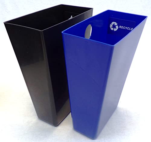 Hospitality Source Black Leatherette Recycle Waste Bin with Dual Liners for Home or Office. 14.5 Quart Capacity.