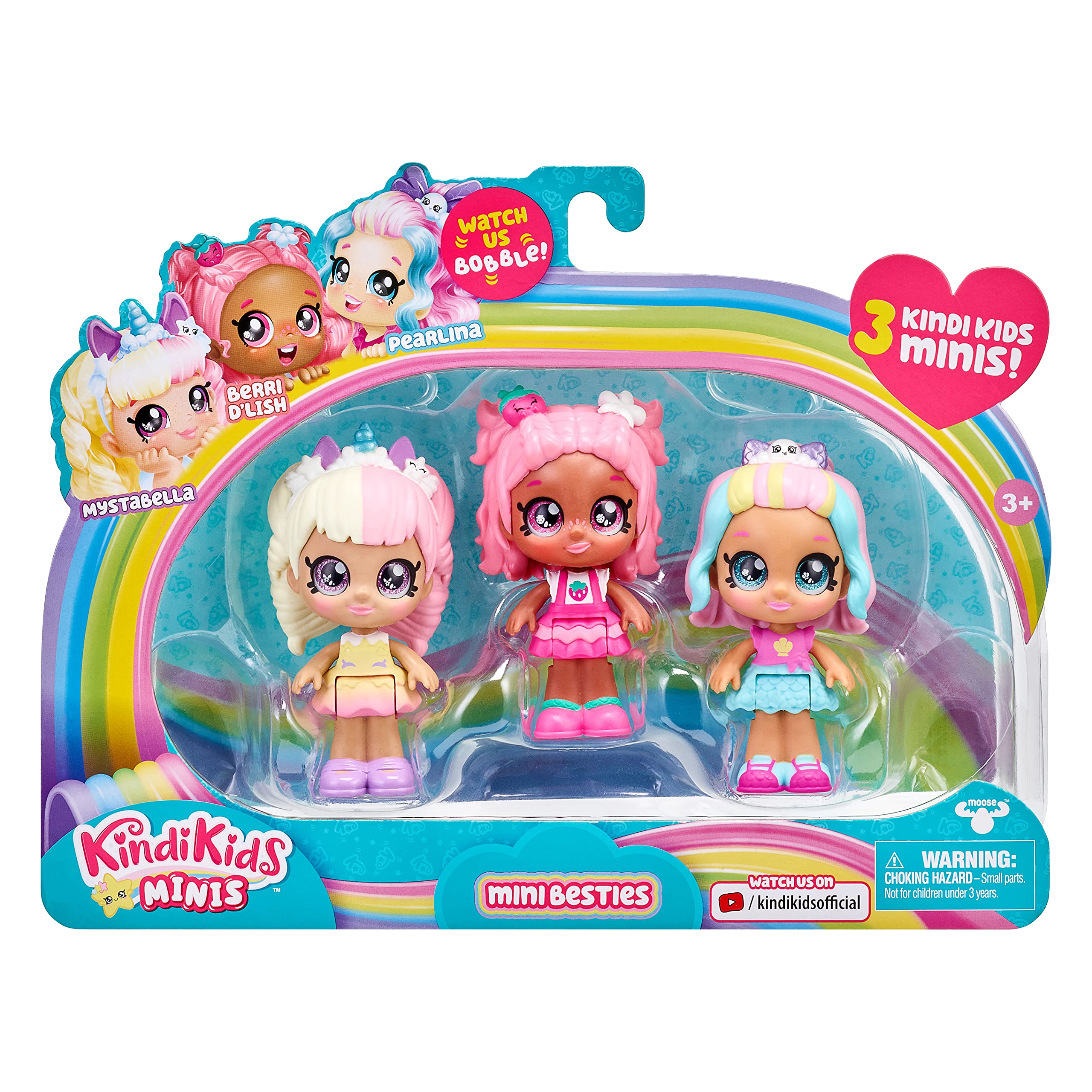 Kindi Kids Minis Collectible Posable Bobble Head Figurine 3pc - Mini Besties