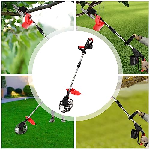 Cordless Weed Wacker Electric Weed Eater, 21V Grass Trimmer with 3 Blades and Battery Level Display, Battery Powered 3000mAh Battery Brush Cutter String Trimmer Garden Trimmer Garden Lawn Tool