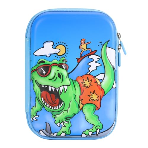 MoKo Pencil Case with Large Capacity, Zipper Protective Pen Holder Pencil Storage Bag Portable Students Stationery Box Cute Unicorn Pattern Pencil Pouch for Kids Gift, Blue & Green