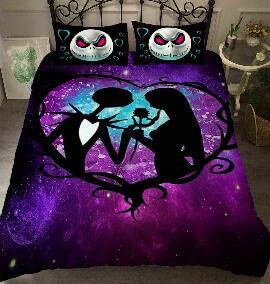 OYUXMAS Nightmare Before Christmas 3D Duvet Cover Set 3 Pieces Set- 100%Microfiber Soft Comfortable Durable Duvet Cover Bedding Set (Queen Size, No Comforter)