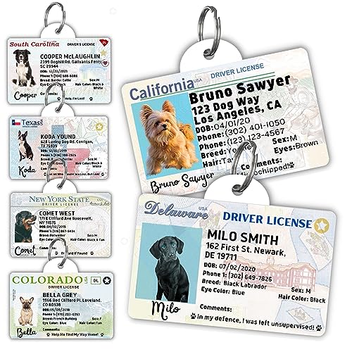 Driver License Custom Dog Tag for Pets and Wallet Card - Dog Tags for Dogs - Dog ID Tag - Personalized Dog ID Tags - Cat ID Tags - Pet ID Tags for Cats - Personalized Pet ID Tags (California, Tag)