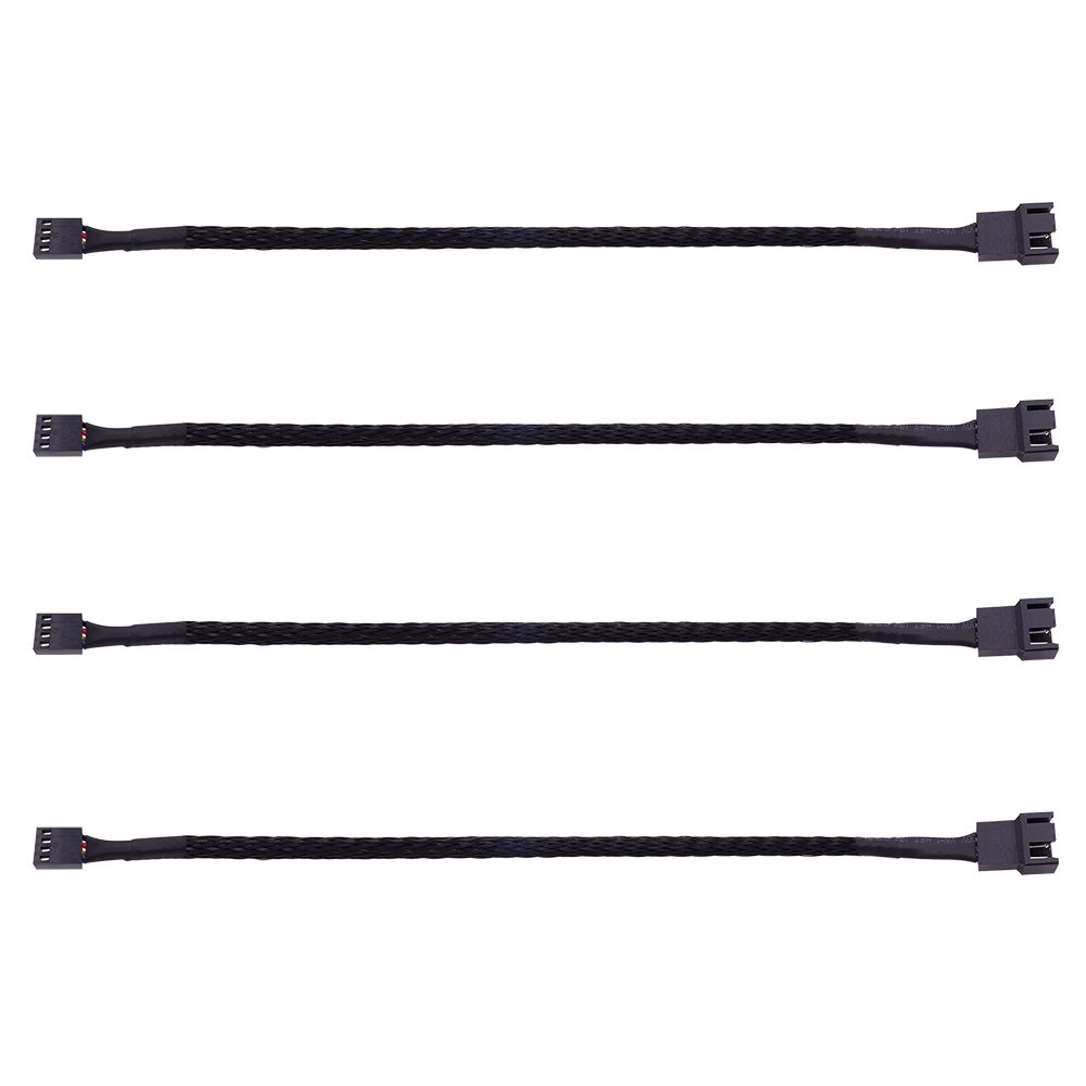 Fancasee (4-Pack) 4 Pin PWM Fan Power Supply Cable PC Internal Motherboard Fan Power Extension Cable Adapter Cord Wire for Computer ATX Case 4-Pin / 3-Pin Cooling Fans Cable (10.5 inch)
