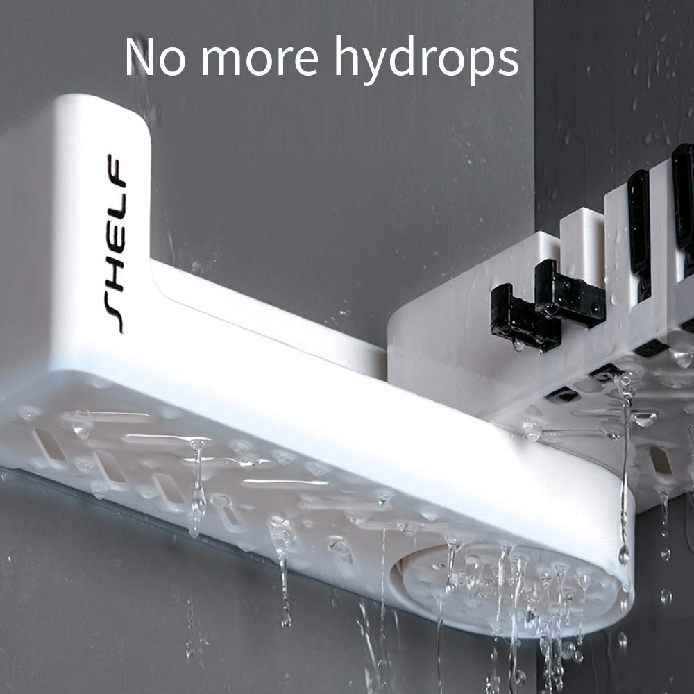 Corner Shower Caddy, YANHU Suction Cup NO-Drilling Removable Shower Shelf Adhesive Caddy Organizer Wall Mounted Organizer Basket Waterproof & Oilproof Shower Corner Rack for Bathroom & Kitchen - White