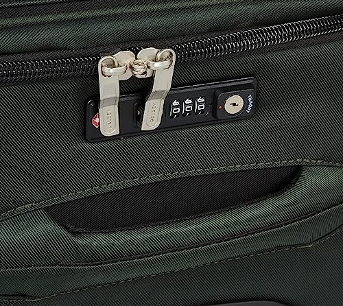 DELSEY Paris Sky Max 2.0 Softside Expandable Luggage with Spinner Wheels, Green, Checked-Medium, 24 Inch